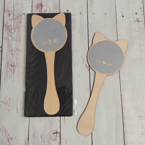 Drewniane lusterko kotek z rączką > Edu Pszczółka